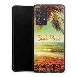 DeinDesign Galaxy A52s 5G Handy Premium Silikon H&uuml;lle Handyh&uuml;lle schwarz Case Beach Palm Tree Urlaub Silikon Premium Case
