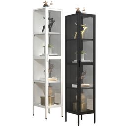 Vcm Glasvitrine stehend Vitrine Glas mit ESG-Sicherheitsglas Ma&szlig;e ca. H. 160 x B. 30 x T. 35 cm Standvitrine Glas Modern und platzsparend Glas Vitrinenschrank &ndash; Floka XL