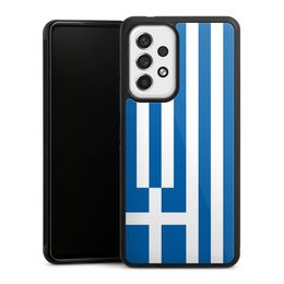 DeinDesign Galaxy A53 5G Handy Gallery Case Handyh&uuml;lle 9H Geh&auml;rtetes Glas R&uuml;ckseite H&uuml;lle Greece Flag Gallery Case