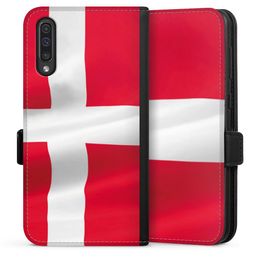 DeinDesign Galaxy A50 Handy Klapph&uuml;lle Handyh&uuml;lle aus Kunst Leder schwarz Flip Case Denmark Flag Sideflip mit Lasche