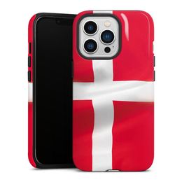 DeinDesign iPhone 13 Pro Handy Panzer Handyh&uuml;lle robuste Outdoor H&uuml;lle Schutzh&uuml;lle gl&auml;nzend Denmark Flag Tough Case
