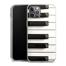 DeinDesign iPhone 12 Pro Max Handy Silikon H&uuml;lle Case transparent Handyh&uuml;lle Klavier Music Piano Silikon Case