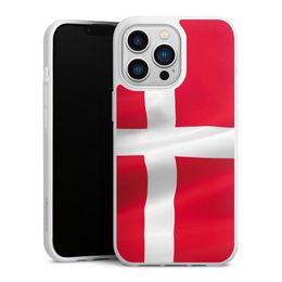 DeinDesign iPhone 13 Pro Handy Silikon H&uuml;lle Case wei&szlig; Handyh&uuml;lle Denmark Flag Silikon Case