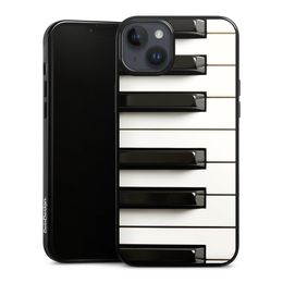 DeinDesign iPhone 14 Plus Handy Silikon H&uuml;lle Case schwarz Handyh&uuml;lle Klavier Music Piano