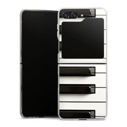 DeinDesign Galaxy Z Flip 5 Handy Hard Case Schutzh&uuml;lle transparent Smartphone Handy H&uuml;lle Piano Music Klavier Hard Case