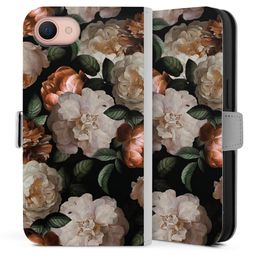 DeinDesign iPhone 17e Handy Klapph&uuml;lle Handyh&uuml;lle aus Kunst Leder wei&szlig; Flip Case Wallpaper Rose Flower Sideflip mit Lasche
