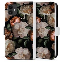 DeinDesign iPhone 11 Handy Klapph&uuml;lle Handyh&uuml;lle aus Kunst Leder wei&szlig; Flip Case Wallpaper Rose Flower Sideflip mit Lasche