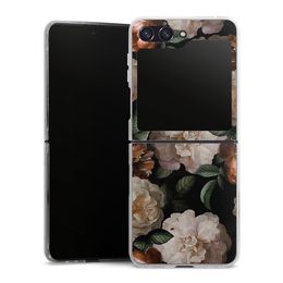 DeinDesign Galaxy Z Flip 5 Handy Hard Case Schutzh&uuml;lle transparent Smartphone Handy H&uuml;lle Rose Wallpaper Flower Hard Case