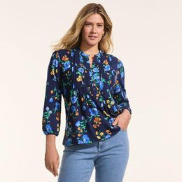 LANDS' END Baumwolle/Modal-Biesenshirt mit 3/4-&Auml;rmeln f&uuml;r Damen, Damen, size: regular, Blau, Elasthan/Baumwoll-Mischung/Synthetic-blend, by Lands' End