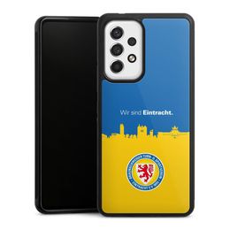 DeinDesign Galaxy A53 5G Handy Gallery Case Handyh&uuml;lle 9H Geh&auml;rtetes Glas R&uuml;ckseite H&uuml;lle Official Licensed Product Logo Eintracht Braunschweig Gallery Case