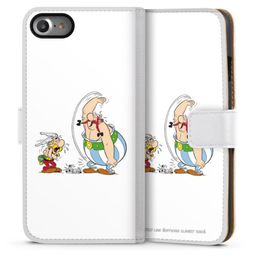 DeinDesign iPhone SE (2020) Handy Klapph&uuml;lle Handyh&uuml;lle aus Kunst Leder wei&szlig; Flip Case Official Licensed Product Obelix Asterix Sideflip mit Lasche