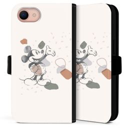DeinDesign iPhone 16e Handy Klapph&uuml;lle Handyh&uuml;lle aus Kunst Leder schwarz Flip Case Official Licensed Product Disney Mickey Mouse Sideflip mit Lasche