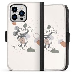 DeinDesign iPhone 13 Pro Handy Klapph&uuml;lle Handyh&uuml;lle aus Kunst Leder schwarz Flip Case Official Licensed Product Disney Mickey Mouse Sideflip mit Lasche
