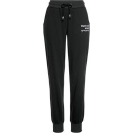 Buffalo Damen Jogginghose, Schwarz, Gr. 40/42, Jogginghosen, Material: Baumwolle