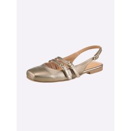Heine Slingballerina, Goldfarben, Gr. 39, Damen, Ballerinas, Material: Rindsleder