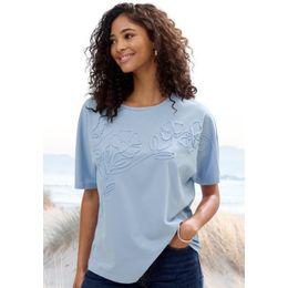 Vivance Damen T-Shirt, Blau, Gr. 40/42, T-Shirts, 100% Baumwolle