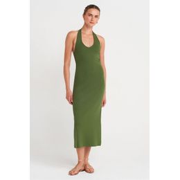 Damen Halterneck Bodycon Midi Kleid