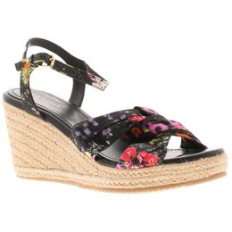Ted Baker Damen Sandalen Cardima Espadrille Keilabsatz Floral Druck Schwarz