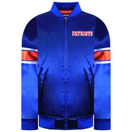 Mitchell & Ness Mitchell & Ness NFL New England Patriots Satin Bomberjacke in &Uuml;bergr&ouml;&szlig;e