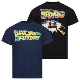 Back to the Future 2-Pack Herren T-Shirt Schwarz/Marineblau