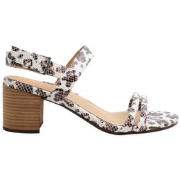 Vionic Paula gepr&auml;gte Leopard Damen Wei&szlig;e/Braune Absatzsandalen