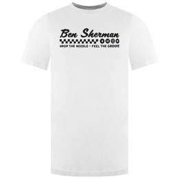 Ben Sherman Feel The Groove Herren Wei&szlig;es T-Shirt
