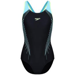 Speedo Fit Laneback Damen Schwimmanzug Schwarz/Blau