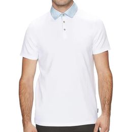 Ted Baker Frend Gewebtes Herren Polohemd in Wei&szlig;
