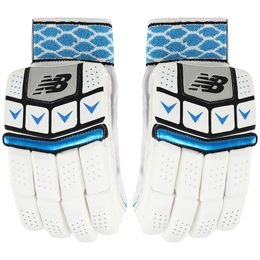 New Balance Burn Erwachsenen Herren Wei&szlig;e Blaue Cricket Schlaghandschuhe