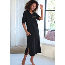Damen Nachthemd, Schwarz, Gr. 40/42, Vivance Dreams by Lascana, Nachthemden, 100% Baumwolle