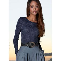 Lascana Damen Strickpullover, Blau, Gr. 36/38, Rundhals Pullover, Material: Viskose, vielseitig kombinierbar
