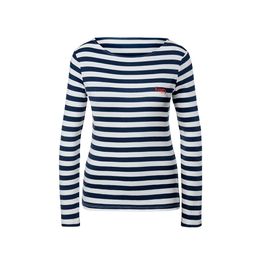 Tchibo - Gestreiftes Langarm-Shirt mit Stickerei - Damen - Gr. S - dunkelblau/gestreift