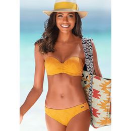 Buffalo B&uuml;gel-Bandeau-Bikini, Gelb, Gr. 40B, Damen, Bandeau-Bikinis, Material: Polyamid, Elasthan