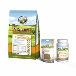 Futterset f&uuml;r Windhunde - Wiesen-Schmaus + Gelenke & Knochen Kapseln 30 St&uuml;ck + Fitness Pulver