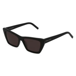 SAINT LAURENT SL 276 MICA | Unisex-Sonnenbrille | Fassung: Vollrand, Cat Eye, Acetat, Schwarz Gl&auml;nzend | Glasfarbe: Grau