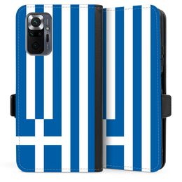DeinDesign Xiaomi Redmi Note 10 Pro Handy Klapph&uuml;lle Handyh&uuml;lle aus Kunst Leder schwarz Flip Case Greece Flag Sideflip mit langer Lasche