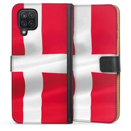 DeinDesign Galaxy A12 Handy Klapph&uuml;lle Handyh&uuml;lle aus Kunst Leder schwarz Flip Case Denmark Flag Sideflip mit langer Lasche