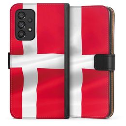DeinDesign Galaxy A53 5G Handy Klapph&uuml;lle Handyh&uuml;lle aus Kunst Leder schwarz Flip Case Denmark Flag Sideflip mit langer Lasche