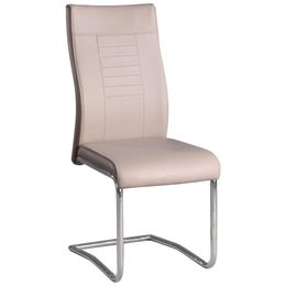CARRYHOME Schwingstuhl, Creme, Dunkelbraun, Textil, Metall, Rundrohr, C-Form, 43x98x60 cm, Esszimmer, St&uuml;hle, Esszimmerst&uuml;hle, Schwingst&uuml;hle