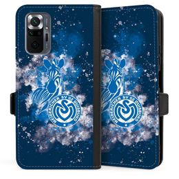 DeinDesign Xiaomi Redmi Note 10 Pro Handy Klapph&uuml;lle Handyh&uuml;lle aus Kunst Leder schwarz Flip Case Msv Duisburg Official Licensed Product Water Colour Sideflip 