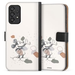 DeinDesign Galaxy A33 5G Handy Klapph&uuml;lle Handyh&uuml;lle aus Kunst Leder schwarz Flip Case Disney Mickey Mouse Official Licensed Product Sideflip mit langer Lasche