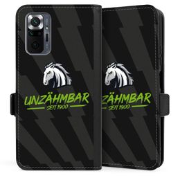 DeinDesign Xiaomi Redmi Note 10 Pro Handy Klapph&uuml;lle Handyh&uuml;lle aus Kunst Leder schwarz Flip Case Horse Borussia M&ouml;nchengladbach Official Licensed Product 
