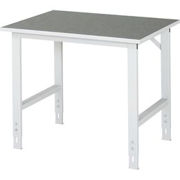 Rau Arbeitstisch, h&ouml;henverstellbar, Gestell 60 x 30 mm, Linoleumplatte, BxT 1000 x 800 mm, lichtgRau