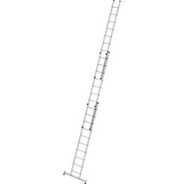 MUNK Anlegeleiter h&ouml;henverstellbar, Schiebeleiter, 3-teilig mit nivello -Traverse, 3 x 10 Sprossen