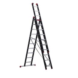 Altrex Mehrzweckleiter, Alu beschichtet, 3-teilig, schwarz, 3 x 10 Sprossen