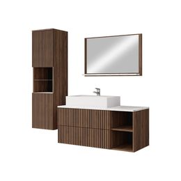 Mirjan24 Badm&ouml;bel-Set, Braun, Holzwerkstoff, 2 Schubladen, Rechteckig, 100x57x45 cm, Badezimmer, Badm&ouml;belsets & Badm&ouml;belserien, Badm&ouml;bel-Sets