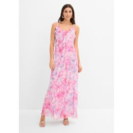 bonprix Tr&auml;gerkleid aus softem Mesh, rosa, Gr.48/50 (XL), feminines Tr&auml;gerkleid aus softem Mesh mit dekorativen Volants und verstellbaren Spaghettitr&auml;gern
