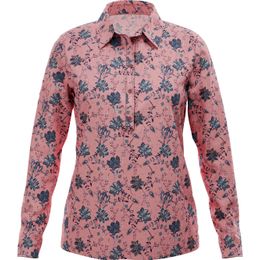 Damen Poloshirt mit floralem Druck rosenquarz-marine-bedruckt, Gr&ouml;&szlig;e 54