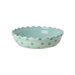Rice Runde Steingut Auflaufform Kuchenform Mint mit gr&uuml;nen Punkten - &Oslash; 33 cm