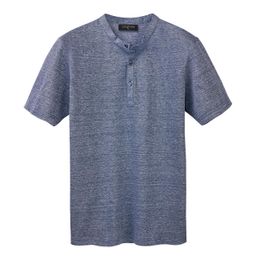 Junghans 1954 Piqu&eacute;-Henley-Shirt, 54 - Blau, aus Leinen